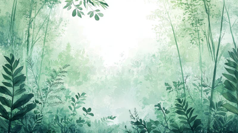 An Atmospheric Border with Watercolour Greenery and White Space for ...