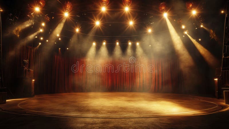 Atmospheric Empty Circus Ring Illuminated by Stage Lights Evoking ...