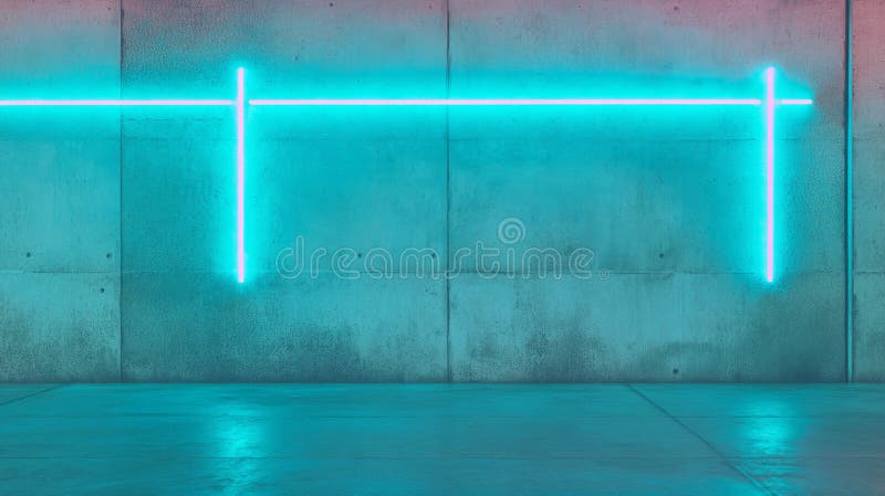 Atmospheric Grey Concrete Wall with Subtle Blue Neon Lighting for ...