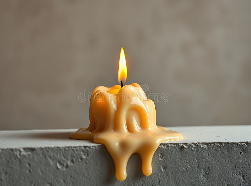 Melting Candle with Dramatic Wax Drips on Concrete Ai Generated Stock ...