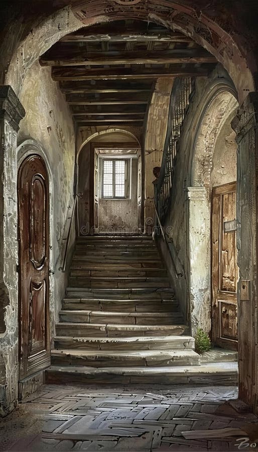 Atmospheric Image of a Medieval Italian Castle Corridor Featuring ...