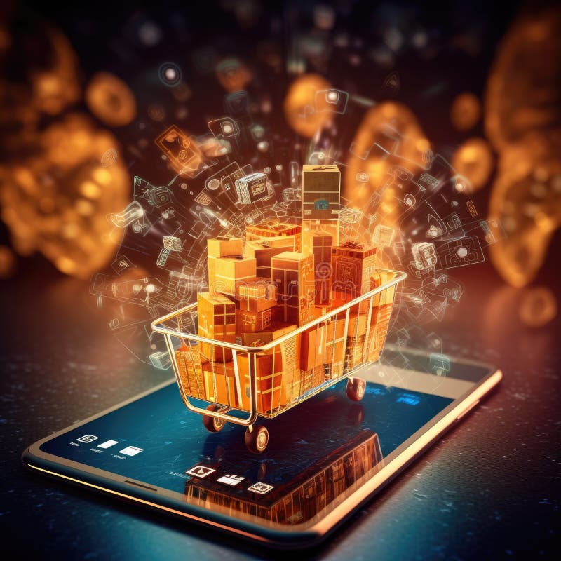 Moment that Illustrates the Magic of Online Shopping. Generative AI ...