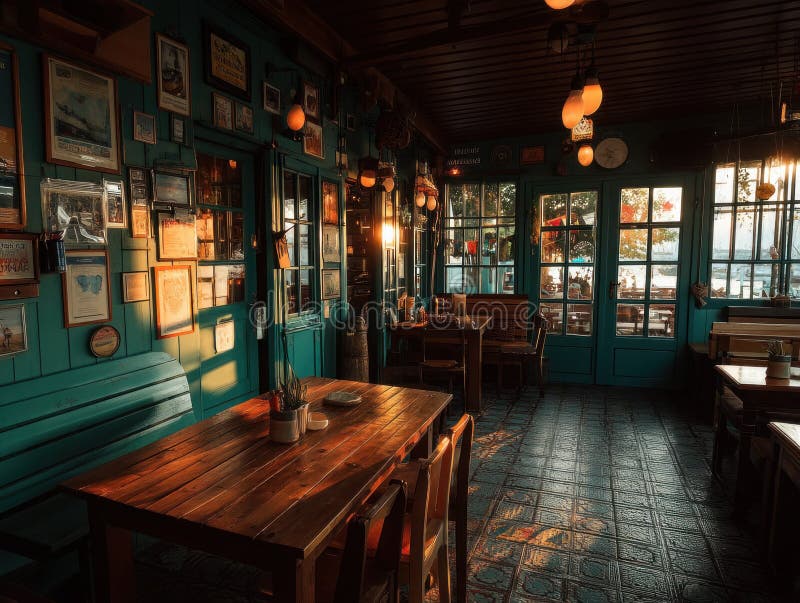 An Atmospheric Old Tavern Interior with Rustic Charm Stock Photo ...