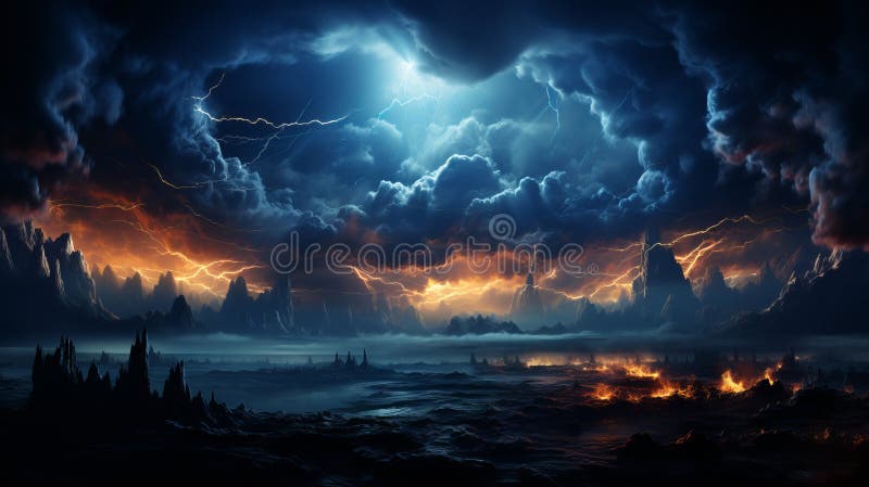 Atmospheric Phenomenon, Lightning Accompanied by Thunder, Rich Colors ...