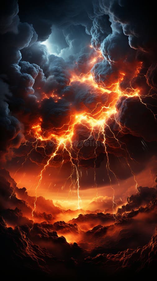 Atmospheric Phenomenon, Lightning Accompanied by Thunder, Rich Colors ...