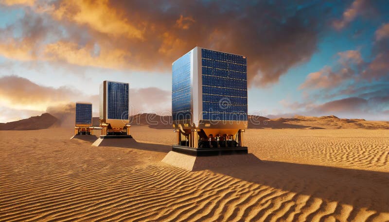 Atmospheric Processor on Desert. Machines Terraforming Planet ...