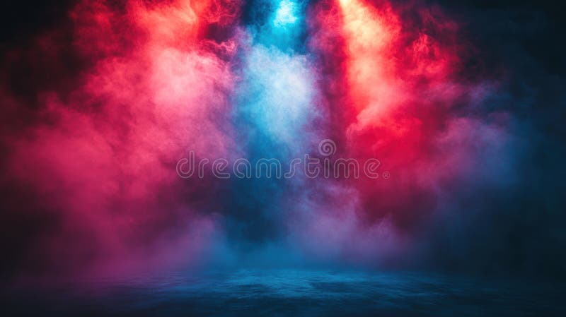 Colorful Smoke and Light Effects in Dark Background Scene Stock ...