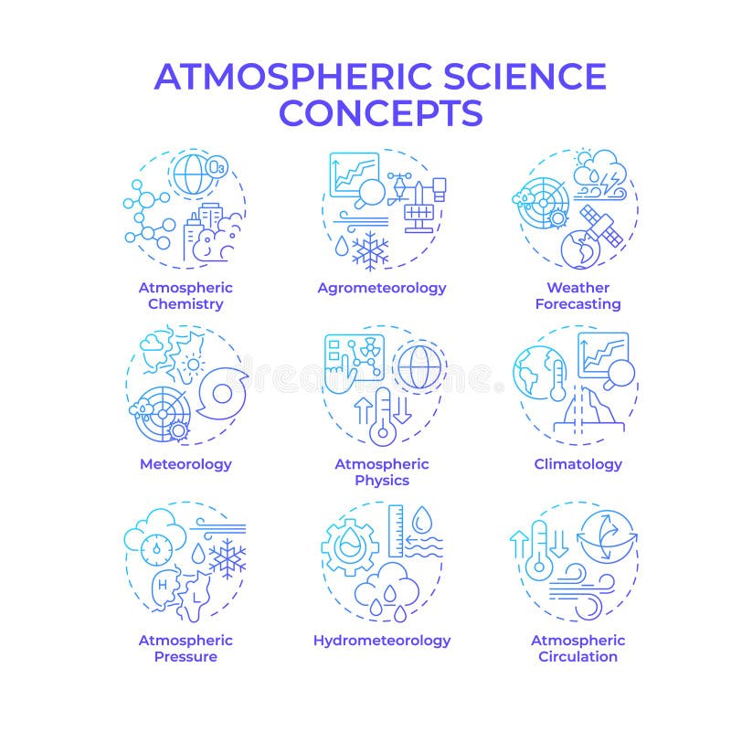 Atmospheric Sciences Blue Gradient Concept Icons Stock Vector ...