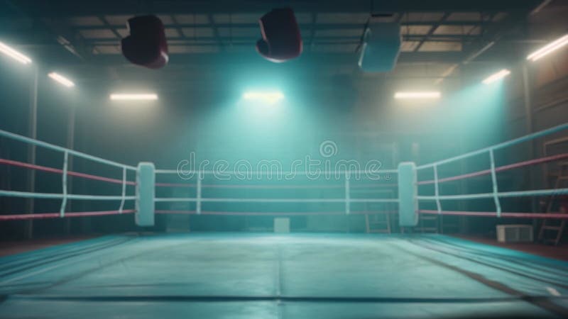 Empty Boxing Ring Illuminated by Spotlights Generative AI Stock Footage ...