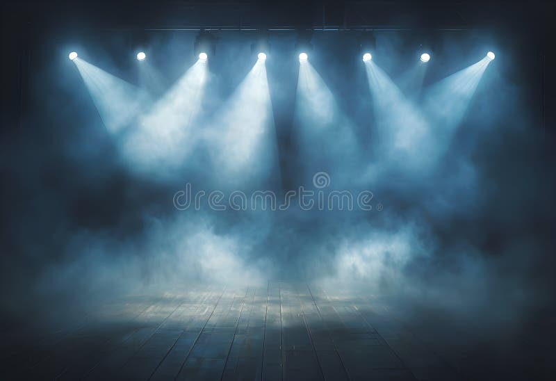 Atmospheric Stage with Dramatic Lighting, Blue and White Tones, Theater ...