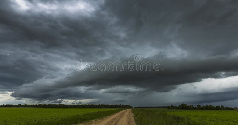 Atmospheric Storm Clouds Fast Moving Over the Ground. Climate Change ...