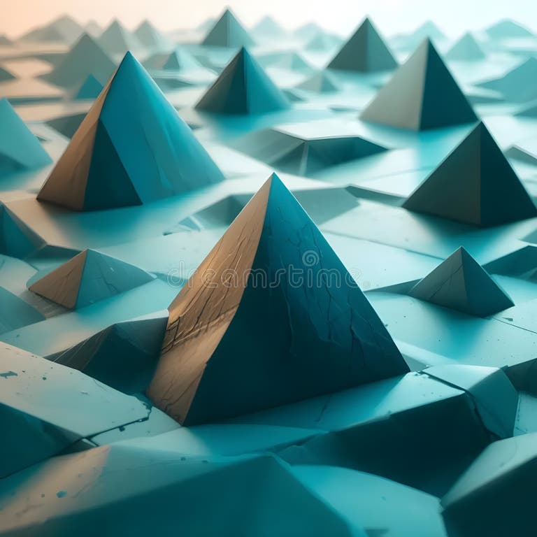 Atmospheric Turquoise 3D Wallpaper with Intricate Triangular Pyramid Patterns Stock Illustration ...