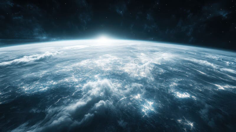 Atmospheric Wind Simulation, Deep-space Perspective with Glowing ...