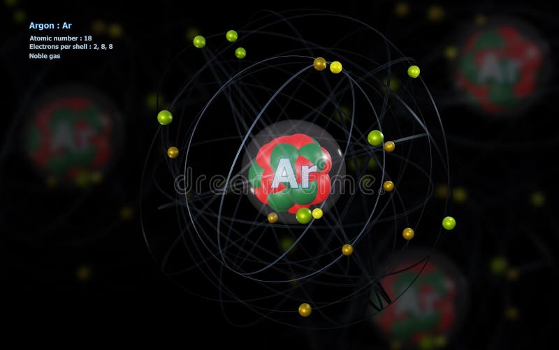 Atom of Argon with Detailed Core and Its 18 Electrons Stock ...