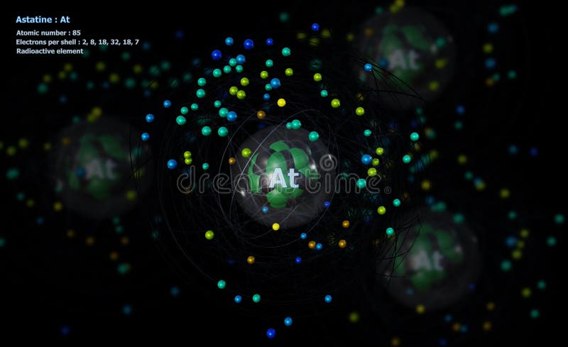 Atom of Astatine with Detailed Core and Its 85 Electrons with Atoms ...
