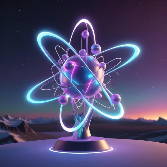 Atom and Aurora Borealis Atomic Structure, Molecule, and Science of Physics and Chemistry Stock ...