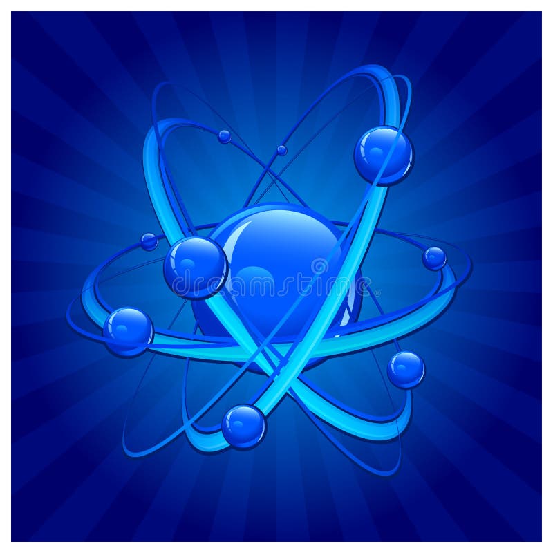 Atom background in blue stock illustration. Illustration of science ...