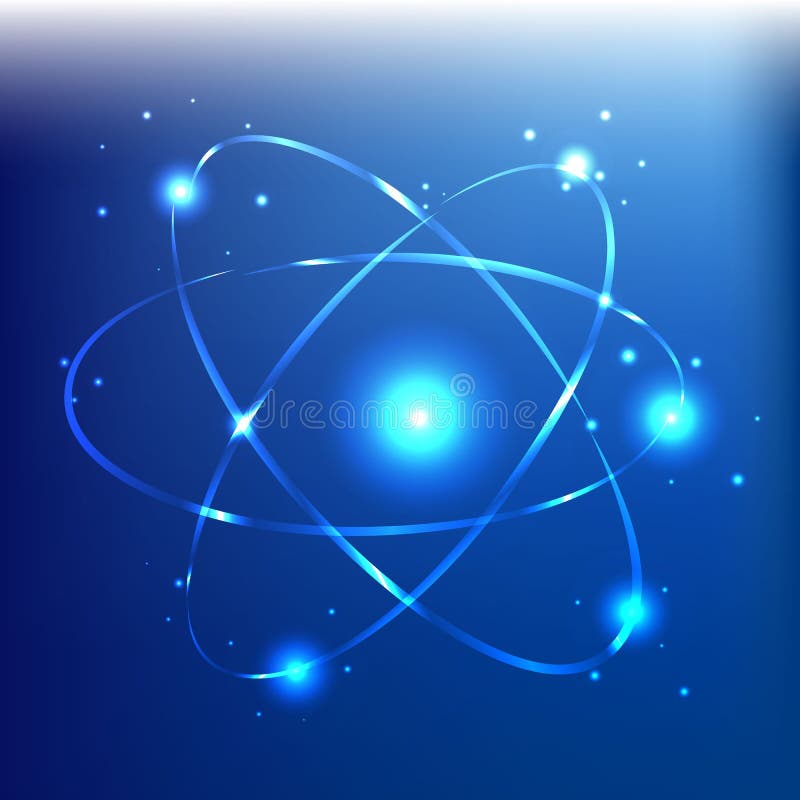 Atom Glowing Scientific Poster Blue Stock Vector - Illustration of ...