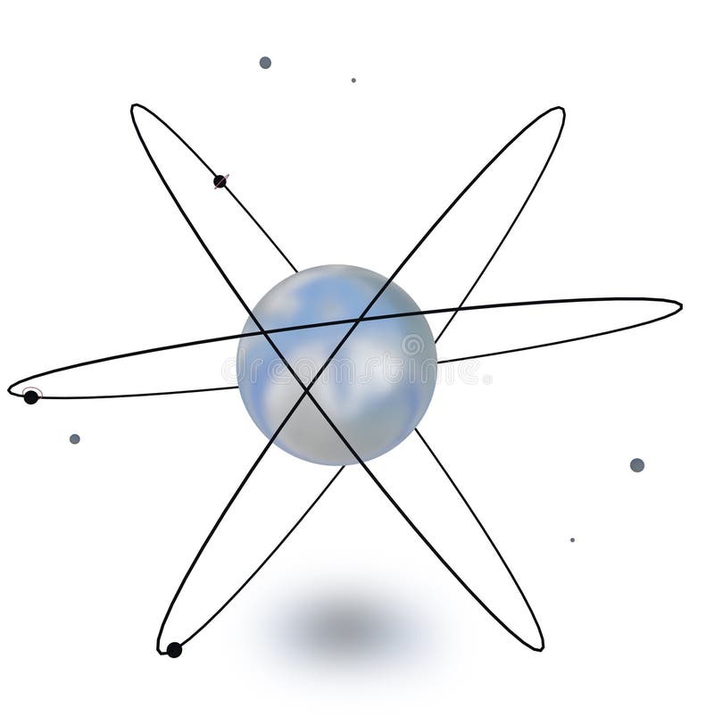 Atom Blue Orbits Isolated in White Background 3d Rendering Stock ...
