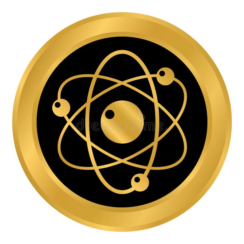 Atom button on white. stock illustration. Illustration of electricity ...
