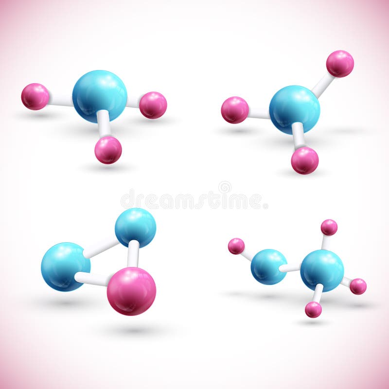 Atom Chains Set stock vector. Illustration of chemical - 214784868