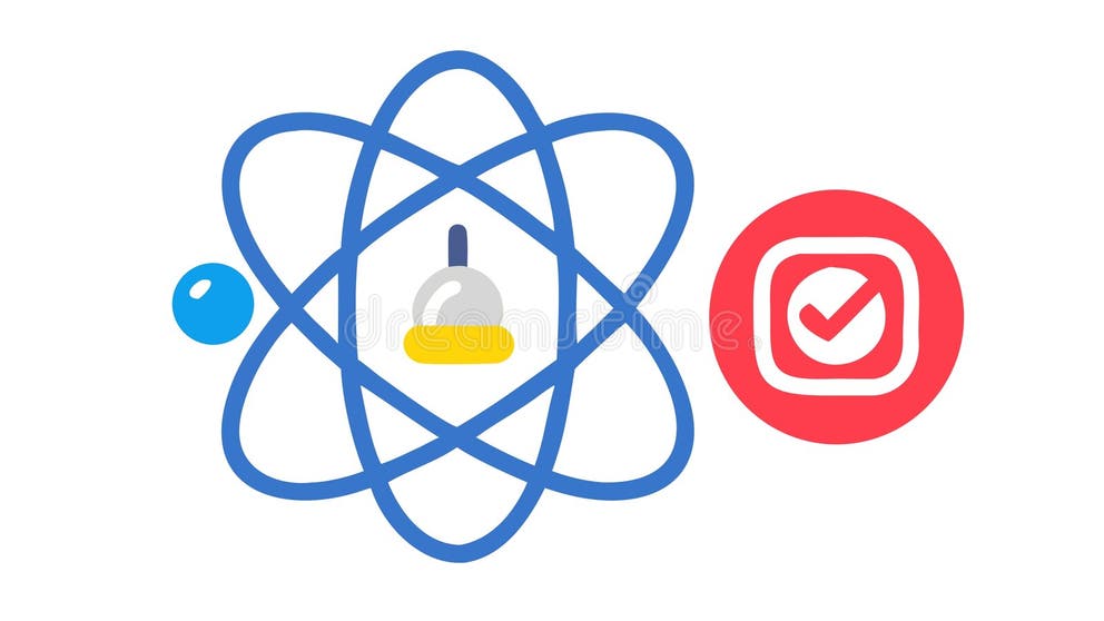 Atom with Checkmark - Scientific Validation Icon, Vector Design ...