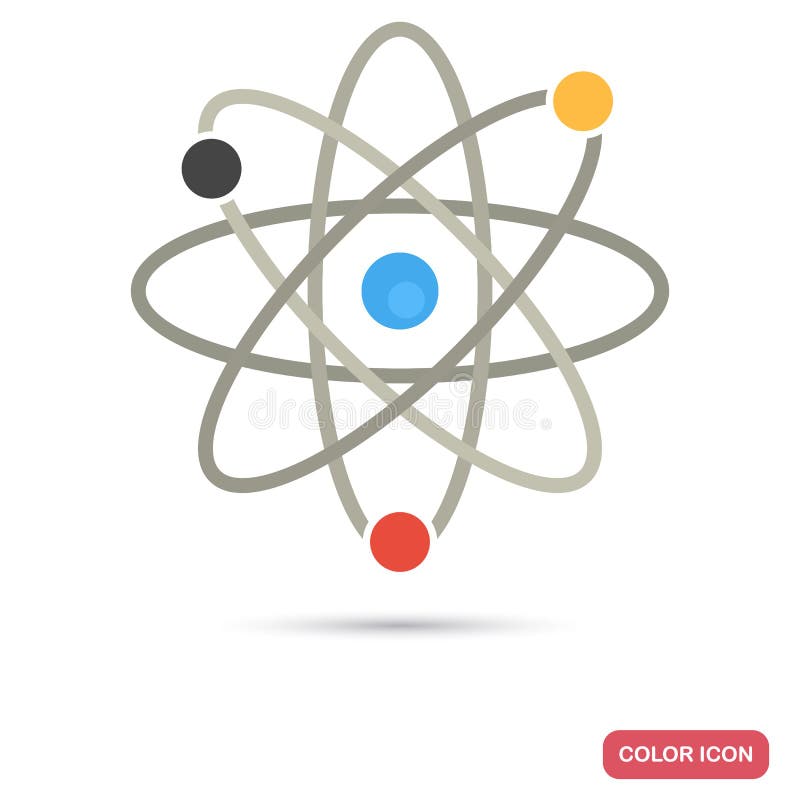 Atom and Electrons Color Flat Icon Stock Vector - Illustration of trajectory, sign: 100509158