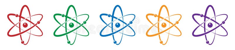 Atom color icons stock vector. Illustration of molecular - 239392845