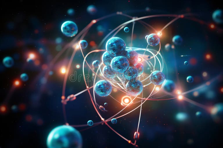 Atom with Colorful Spheres Representing Electrons Orbiting Its Nucleus ...