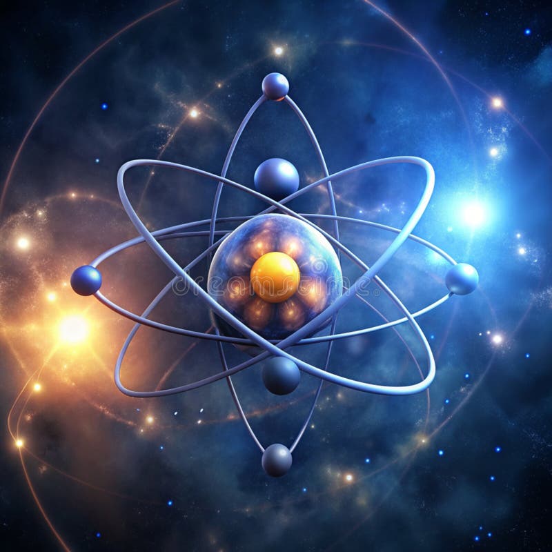 Atom Contains Protons and Neutrons Stock Illustration - Illustration of ...