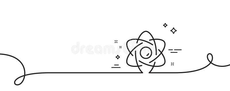 Atom Core Line Icon. Nuclear Power Sign. Continuous Line with Curl ...