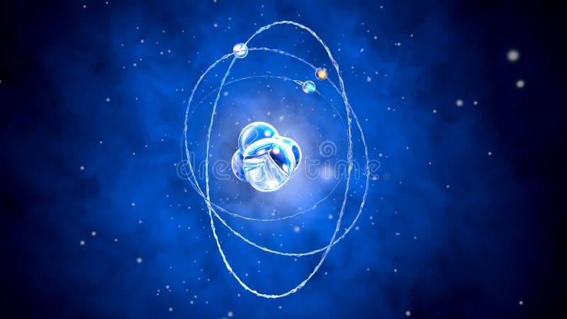 Atom Core with Orbiting Particles Stock Illustration - Illustration of ...
