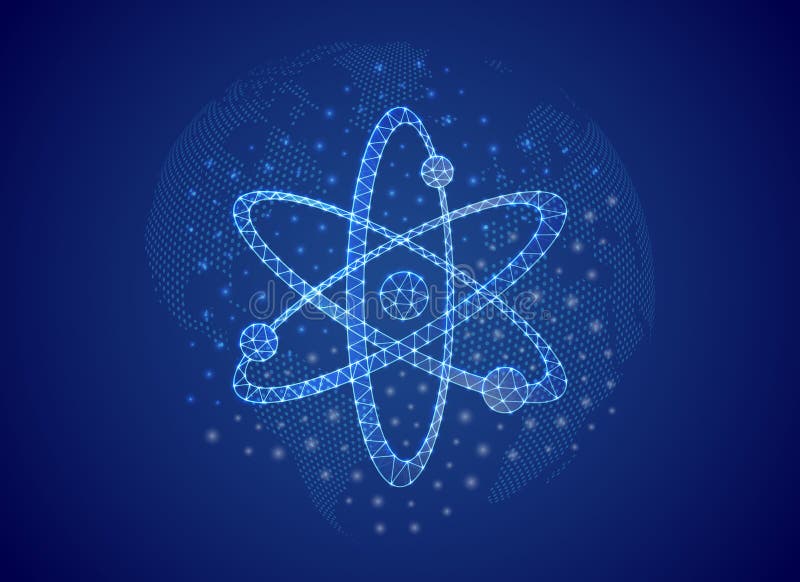 Atom Polygonal Horizontal Banner. Atomic Neutron Low Poly Symbol for ...