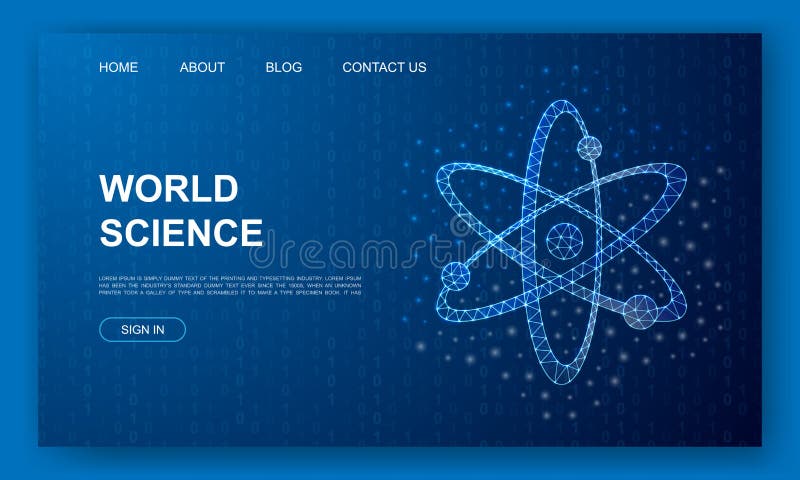 Atom 3d Polygonal Website Template. Atomic Neutron Design Illustration Concept Stock Vector ...