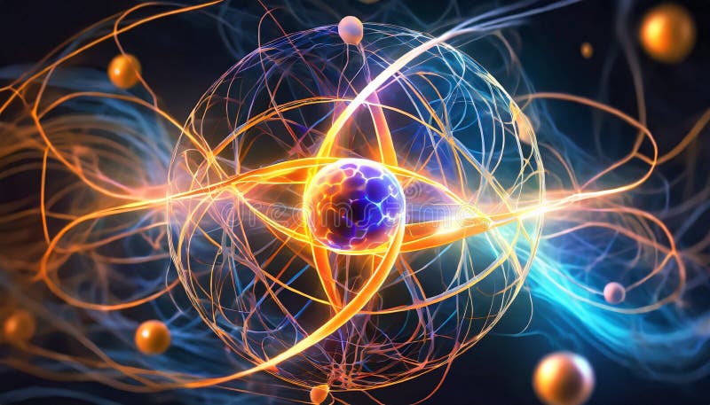 Atom with Electrifying Energy Waves. Illustration Representing ...