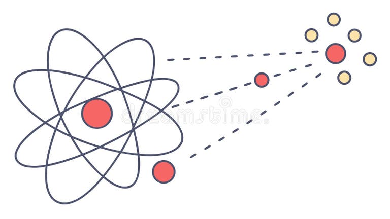 Atom with Electron Particles in Motion, Quantum Physics, Vector Design ...