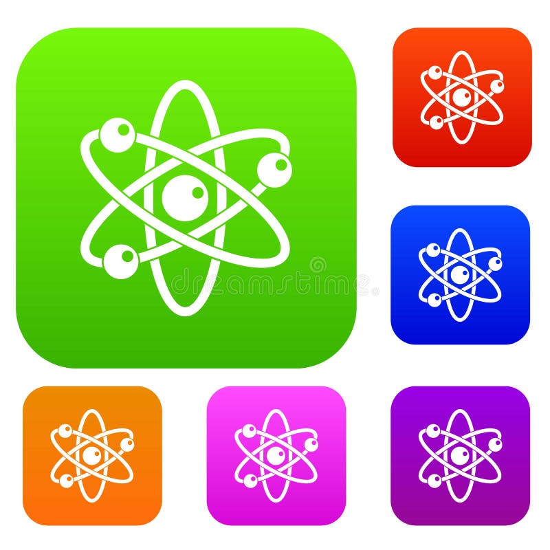 Atom with Electrons Set Color Collection Stock Vector - Illustration of microscopic, energy ...