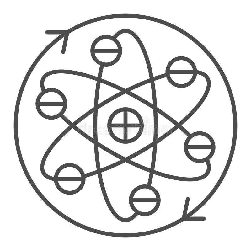 Atom with Elliptical Orbits Thin Line Icon, Atomic Energy Concept ...