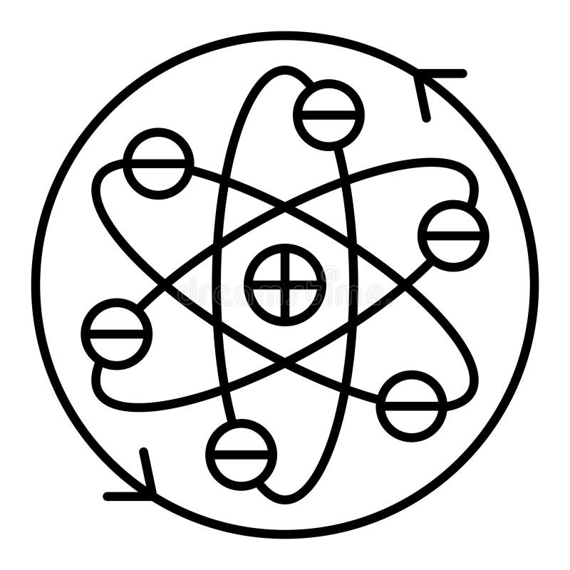 Atom with Elliptical Orbits Thin Line Icon, Atomic Energy Concept ...