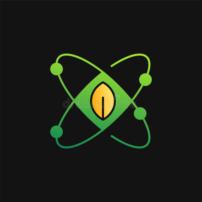 Atom Energy and Leaf Icon Solid Gradient. Gradient Solid Icon. Stock ...