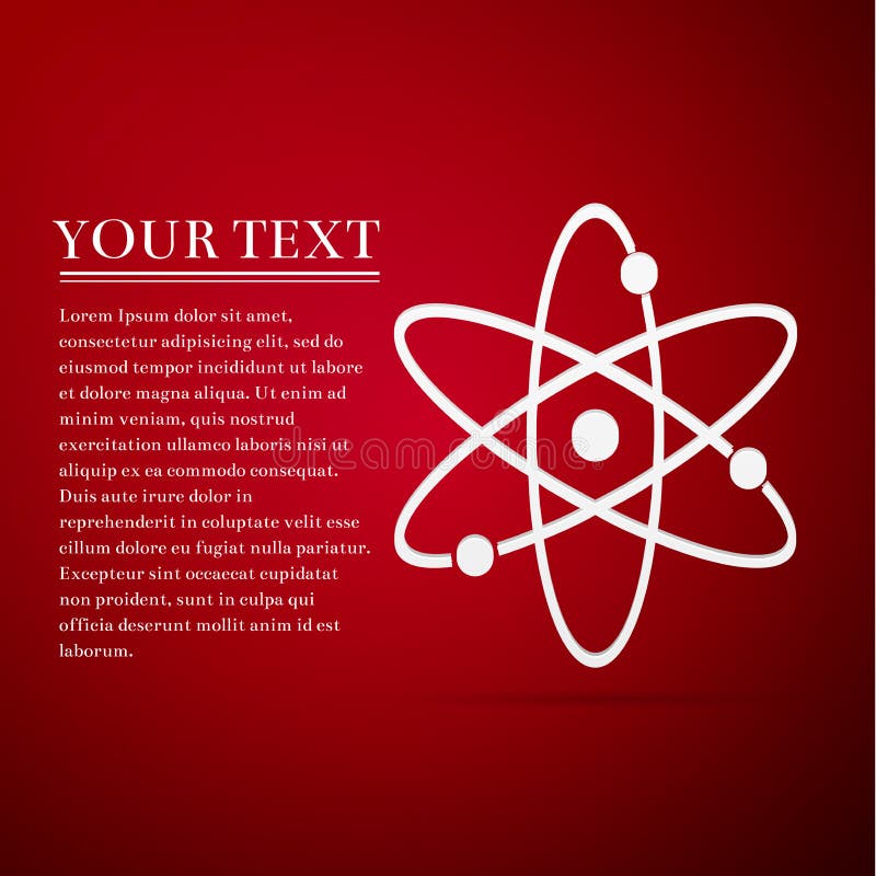 Atom Flat Icon on Red Background Stock Vector - Illustration of concept ...