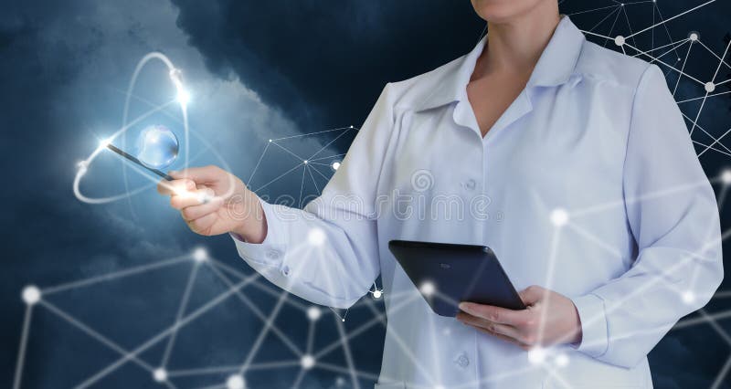 Atom in hand. stock image. Image of businessman, atomic - 85417619