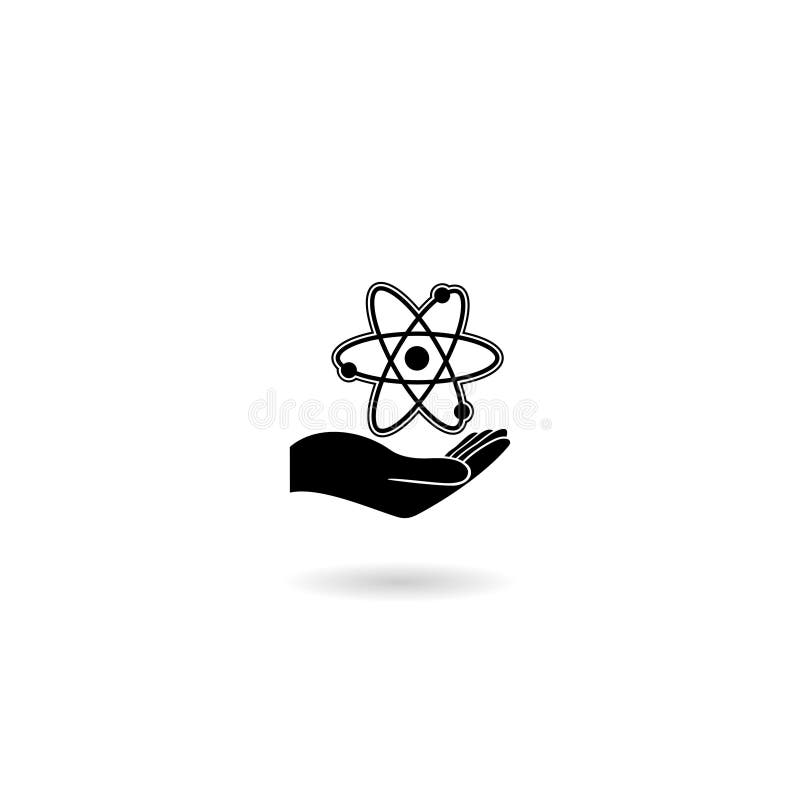 Atom on Hand Icon with Shadow Stock Vector - Illustration of funny ...