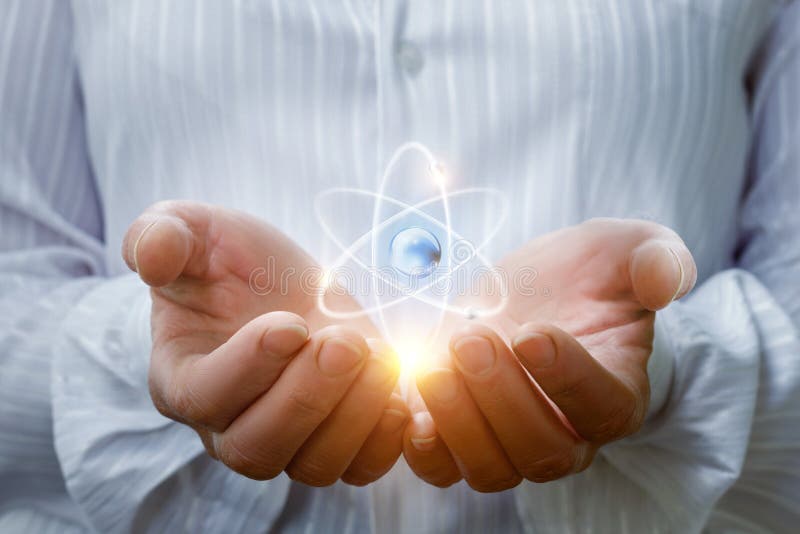 Atom in the hands . stock image. Image of model, item - 97365193