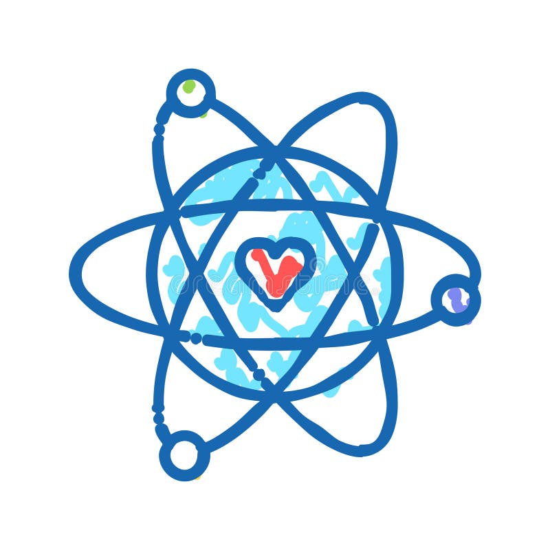 Atom with Heart Core Icon Doodle Illustration Stock Vector ...