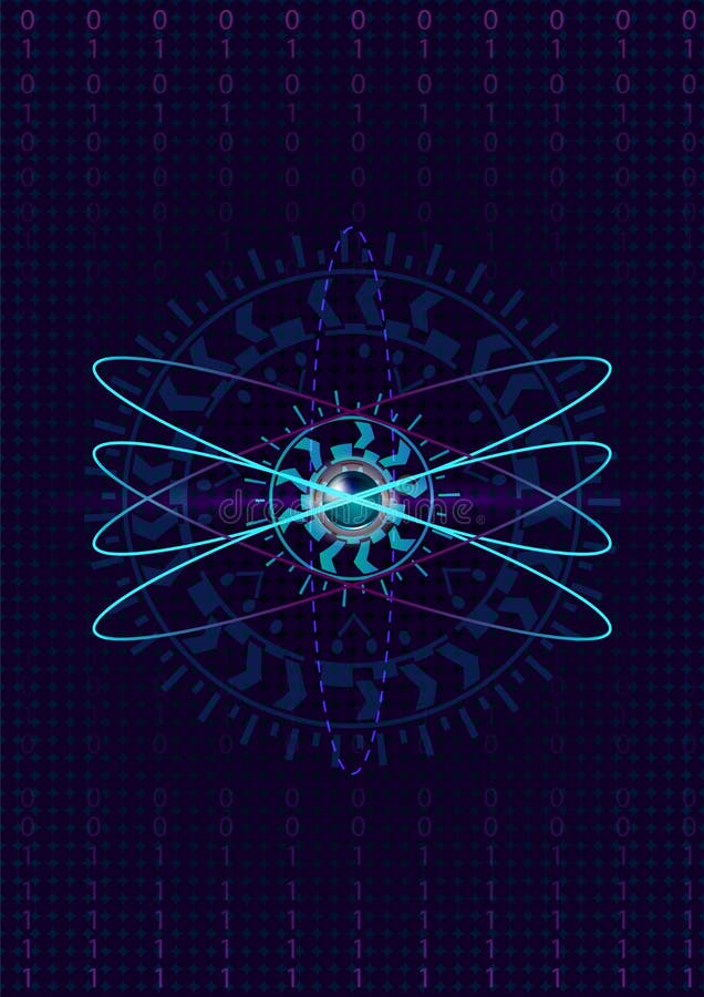 Atom HUD in Blue Background with Numbers and Futuristic Lines Stock ...