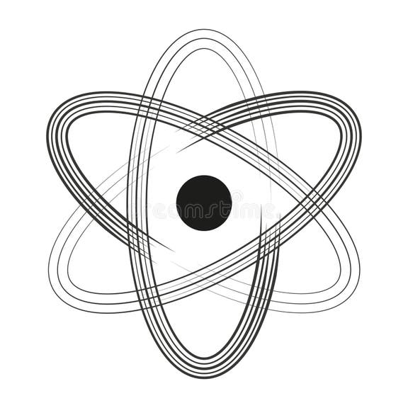 Atom Icon. Atomic Orbit Symbol. Black Nucleus Shape. Science Vector ...