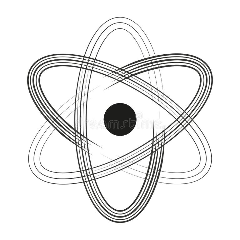 Atom Icon. Atomic Orbit Symbol. Black Nucleus Shape. Science Vector ...