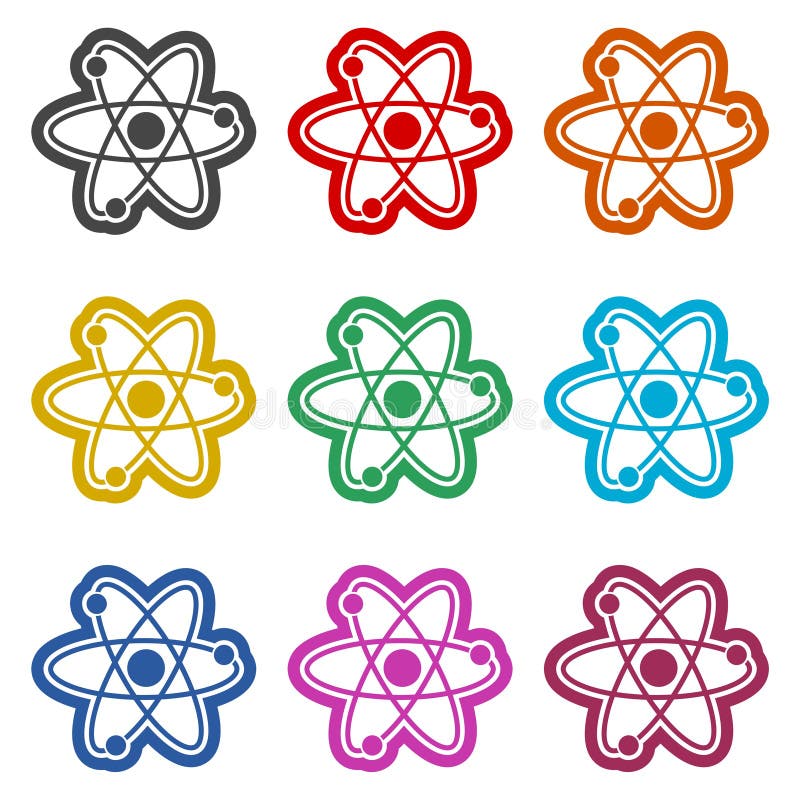 Atom icon, color icons set stock vector. Illustration of icon - 117777711