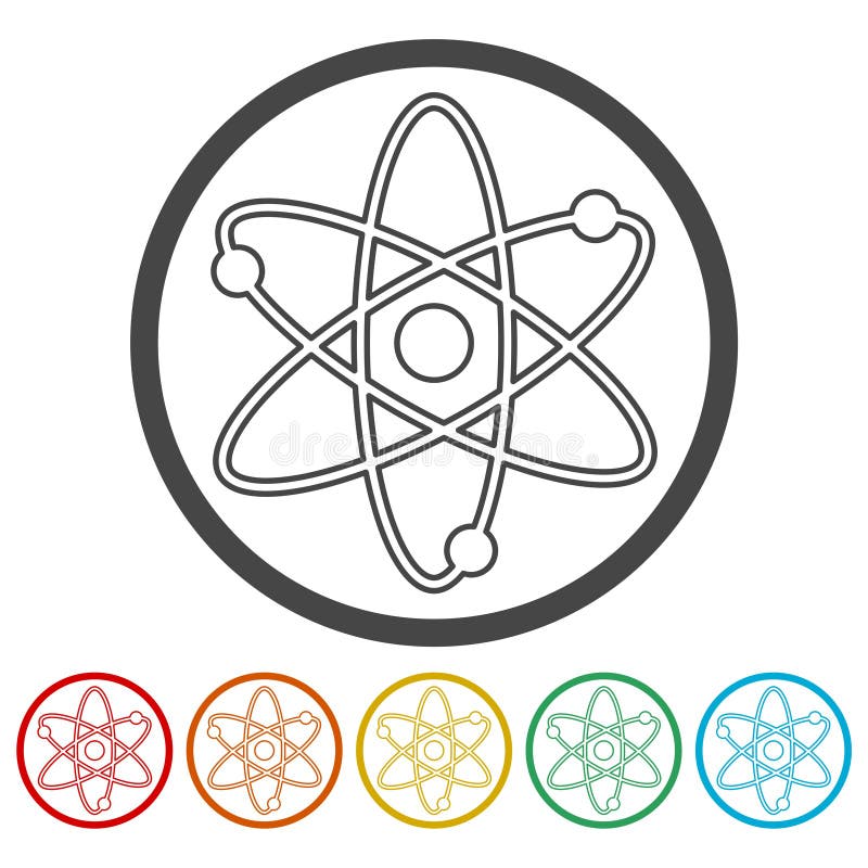 Atom Icon, 6 Colors Included Stock Illustration - Illustration of ...